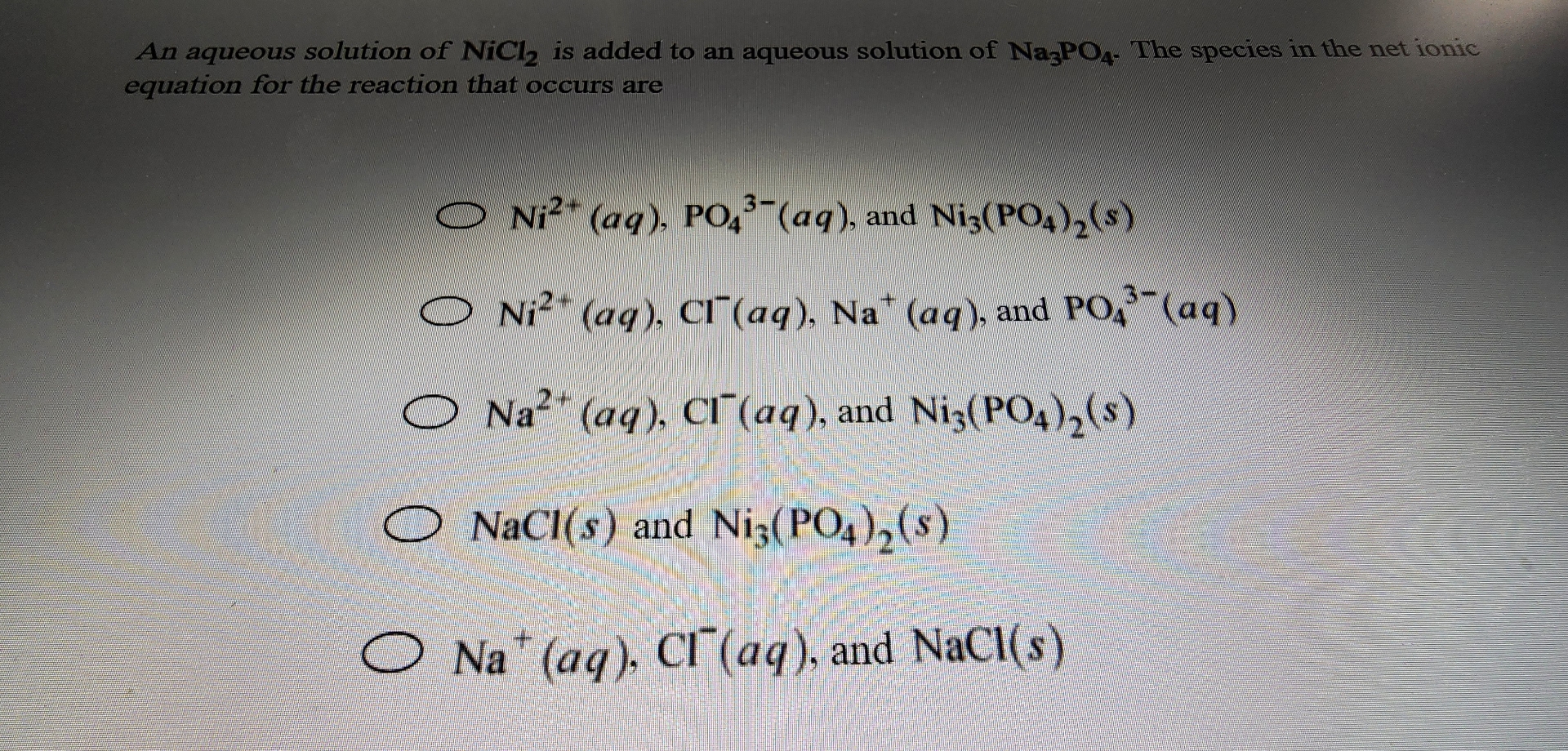 Solved An aqueous solution of NiCl2 ﻿is added to an aqueous | Chegg.com