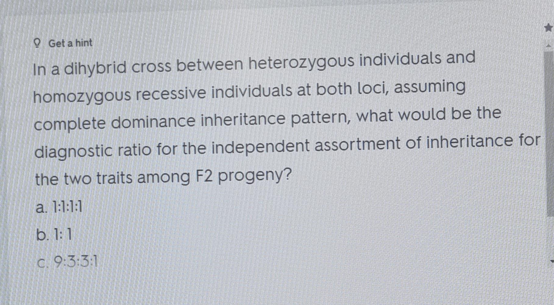 Solved Q Get ahintIn a dihybrid cross between heterozygous | Chegg.com