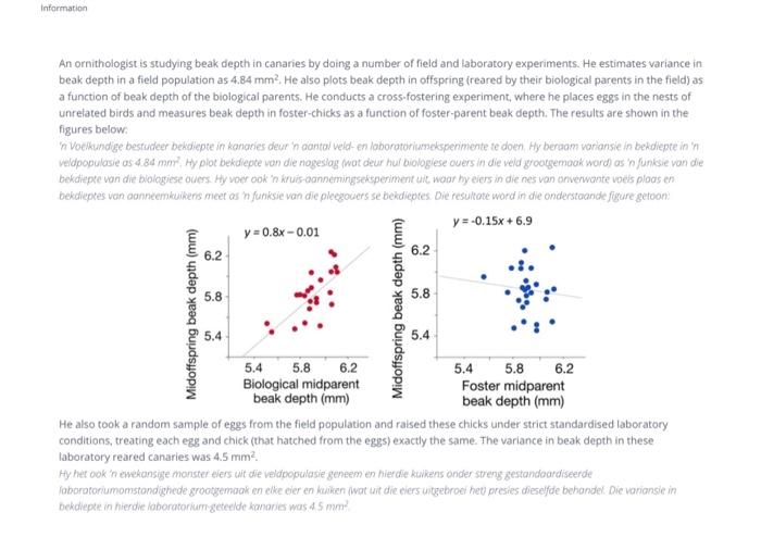 Information An ornithologist is studying beak depth | Chegg.com