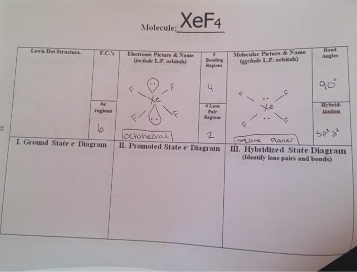 Solved XeF4 Molecule; Lewis Dot Structure F.C.'s Electronic | Chegg.com