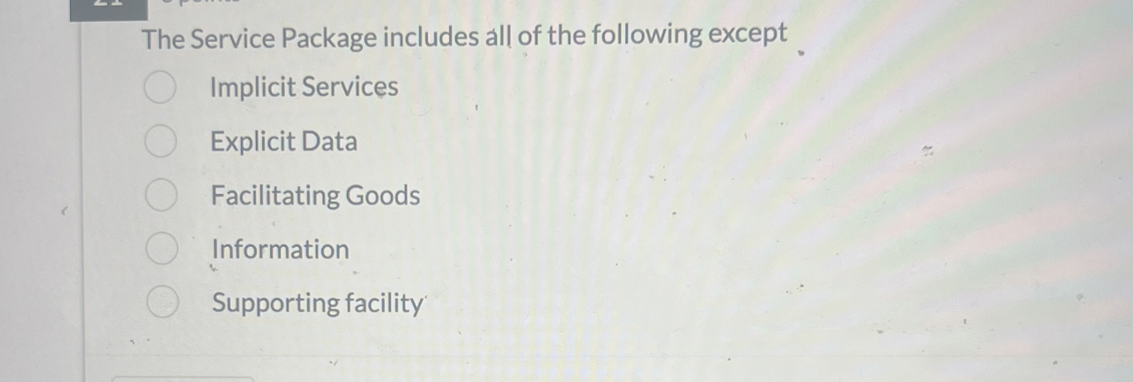 Solved The Service Package includes all of the following | Chegg.com