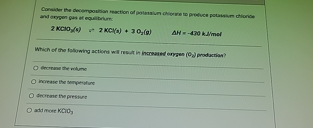 Solved Consider the decomposition reaction of potassium | Chegg.com