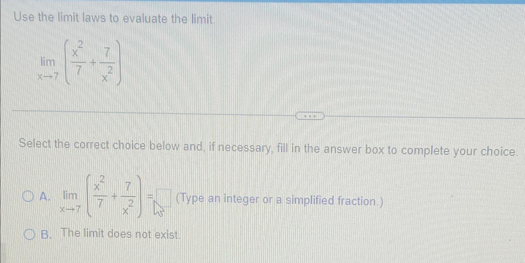 Solved Use the limit laws to evaluate the | Chegg.com