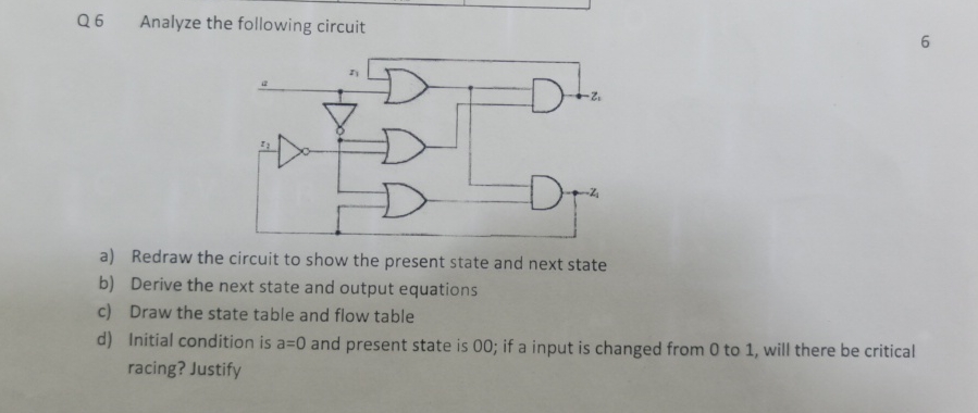 Solved Q6 ﻿Analyze the following circuit6a) ﻿Redraw the | Chegg.com