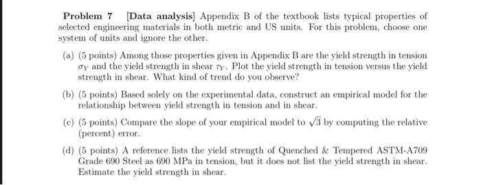 Problem 7 [Data analysis] Appendix B of the textbook | Chegg.com