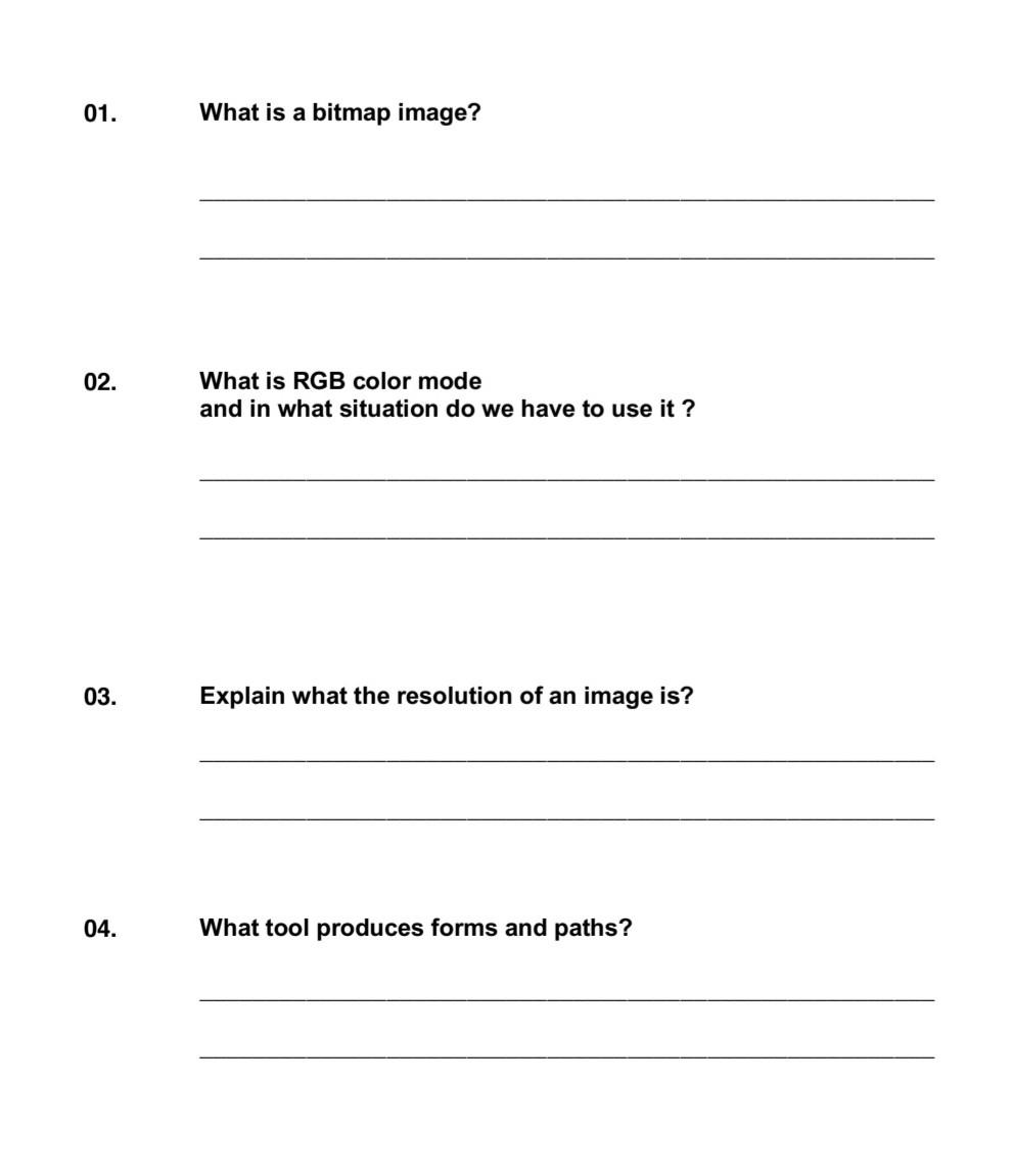 Solved 01. What is a bitmap image? 02. What is RGB color | Chegg.com