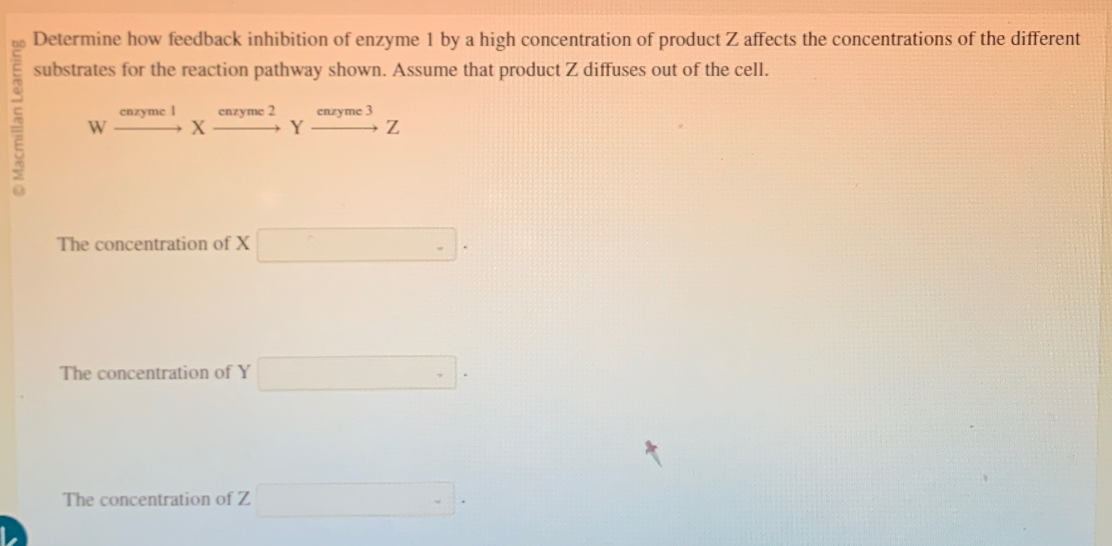 Solved Determine how feedback inhibition of enzyme 1 ﻿by a | Chegg.com