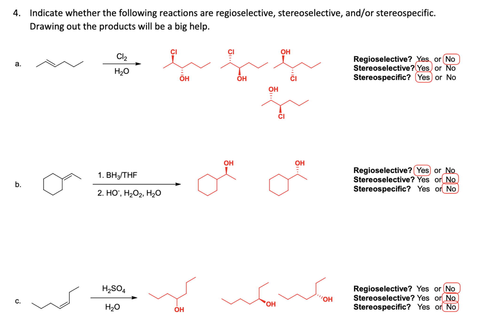 Please explain how to identify regioselectivity, | Chegg.com