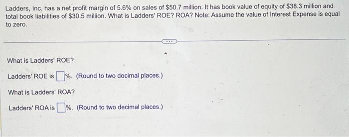 Solved Ladders, Inc, has a net profit margin of 5.6% on | Chegg.com