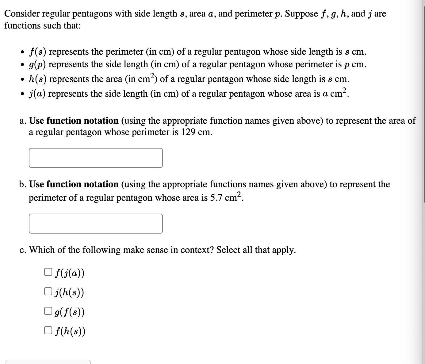 Solved Consider regular pentagons with side length s, ﻿area | Chegg.com