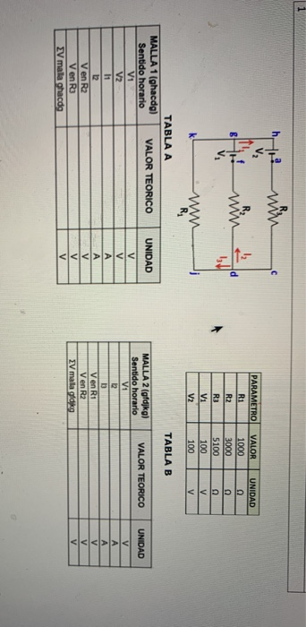 UNIDAD 1 0 1341 PARAMETRO Ri R2 R3 Vi V2 VALOR 1000 | Chegg.com