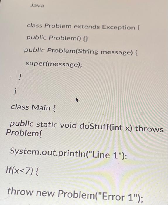 Solved Java class Problem extends Exception { public | Chegg.com