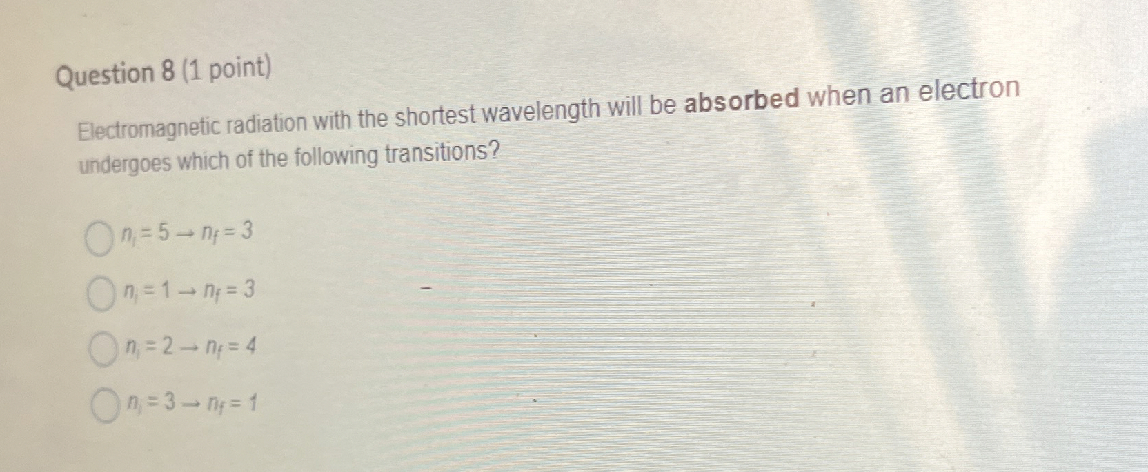 Solved Question 8 (1 ﻿point)Electromagnetic radiation with | Chegg.com