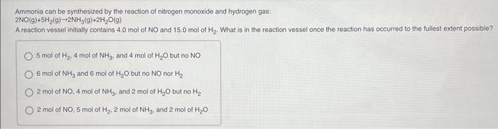 Solved Ammonia can be synthesized by the reaction of | Chegg.com