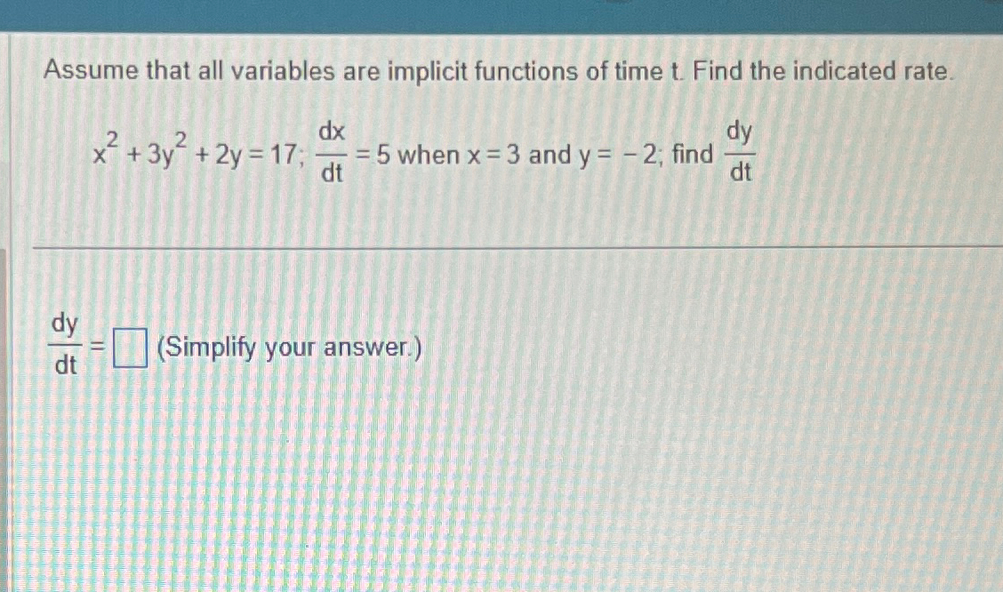 Solved Assume that all variables are implicit functions of | Chegg.com