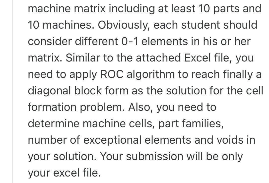 Solved machine matrix including at least 10 parts and 10 | Chegg.com