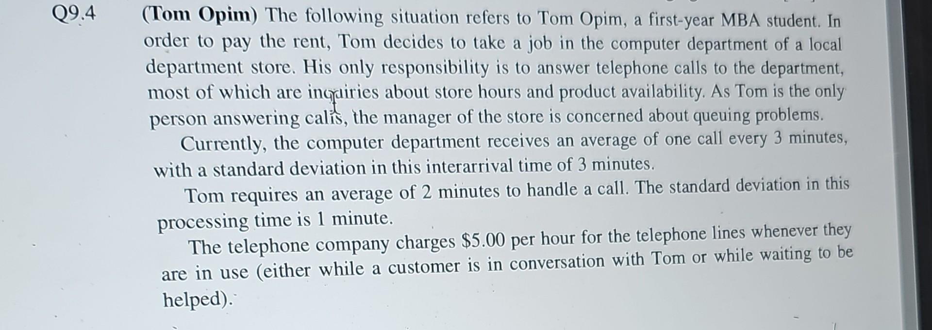 Solved (Tom Opim) The following situation refers to Tom | Chegg.com
