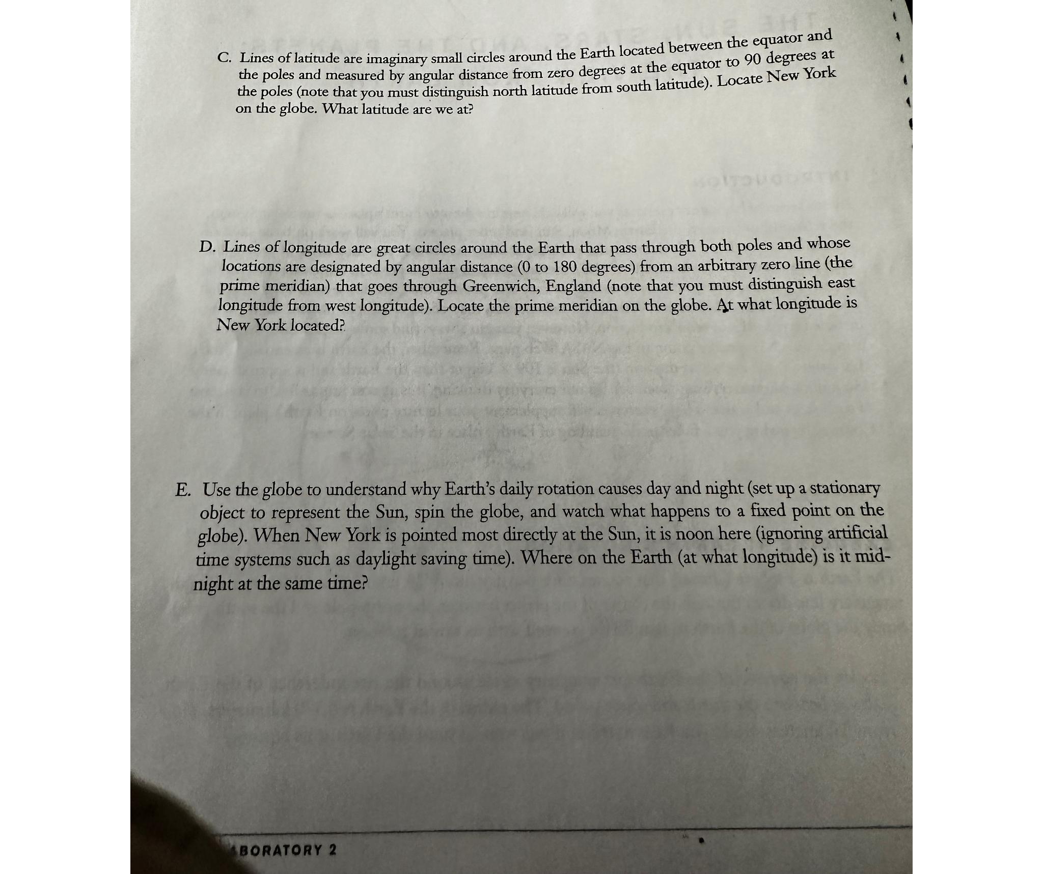 Solved C. ﻿Lines of latitude are imaginary small circles | Chegg.com