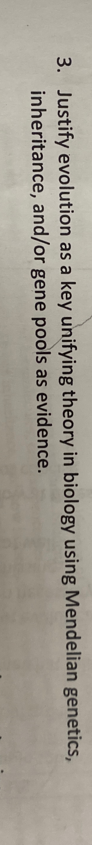 Solved Justify evolution as a key unifying theory in biology | Chegg.com