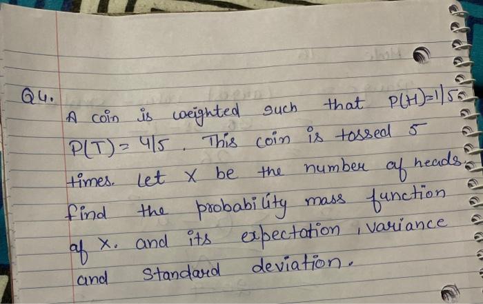 Solved of heads A coin is weighted such that P(H)=1/50 PLT) | Chegg.com