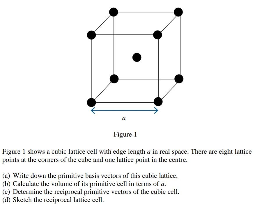 Solved a Figure 1 Figure 1 shows a cubic lattice cell with | Chegg.com
