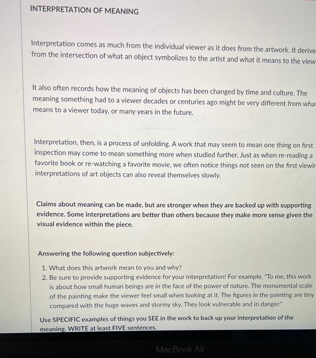 INTERPRETATION OF MEANING Interpretation comes as | Chegg.com
