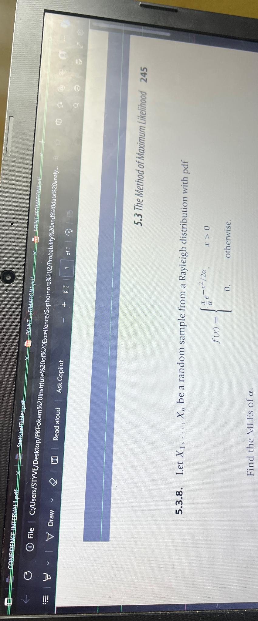 Solved 5.3 ﻿The Method of Maximum Likelihood 2455.3.8. ﻿Let | Chegg.com