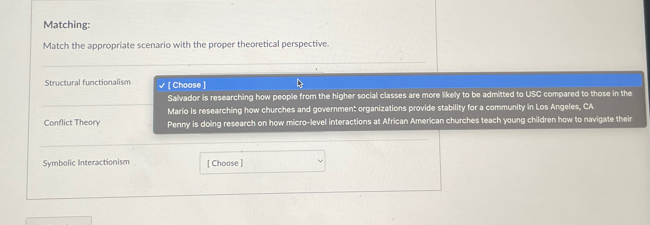 Solved Matching:Match the appropriate scenario with the | Chegg.com