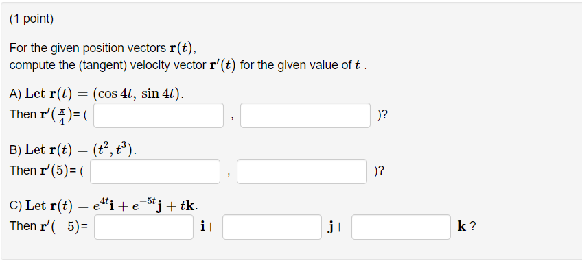 Solved (1 ﻿point) ﻿Find a vector function that represents | Chegg.com
