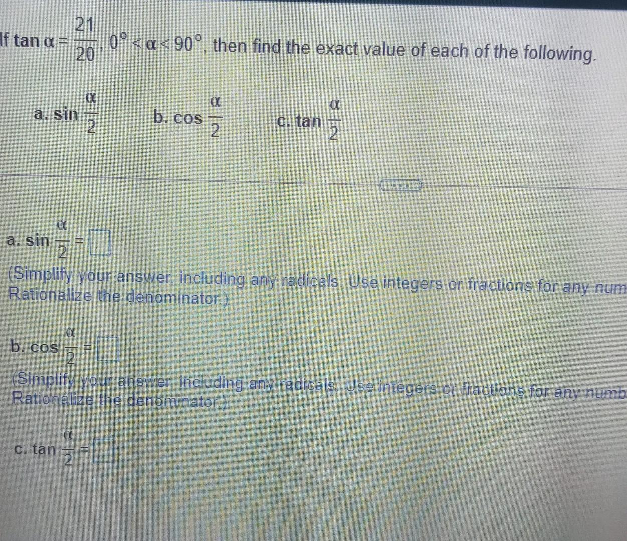 Solved 21 If tan a= 0° | Chegg.com