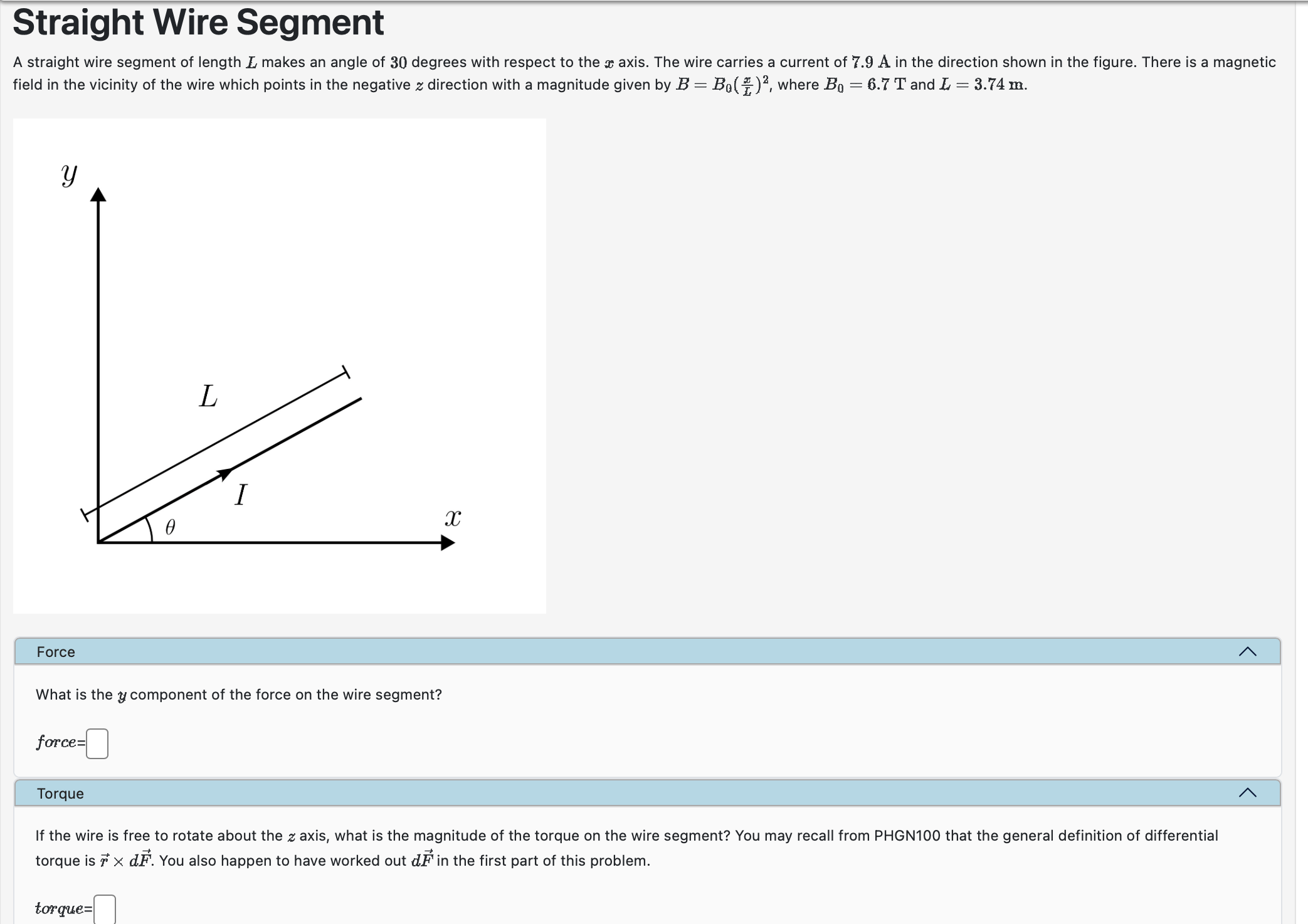 Solved Straight Wire SegmentA straight wire segment of | Chegg.com
