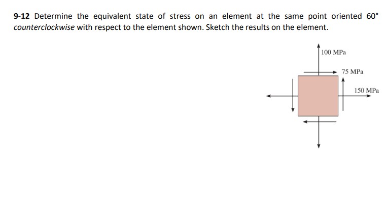 Solved 9-12 ﻿Determine the equivalent state of stress on an | Chegg.com