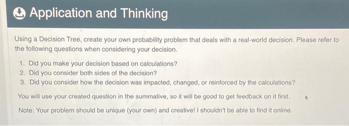 Solved Using a Decision Tree, create your own probability | Chegg.com