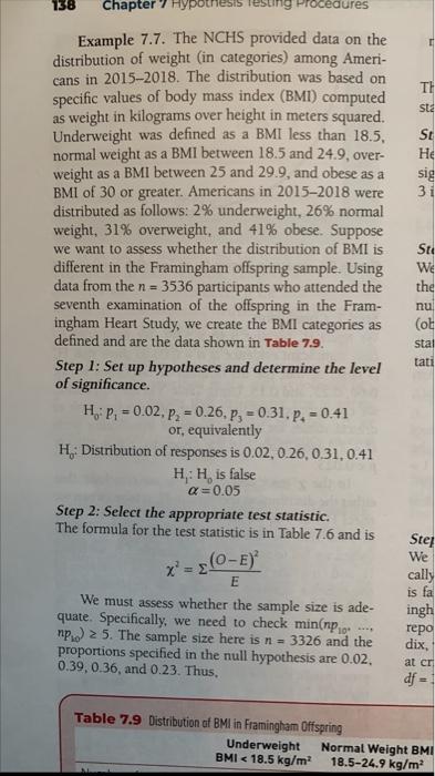 Solved Example 7.7. The NCHS provided data on the | Chegg.com