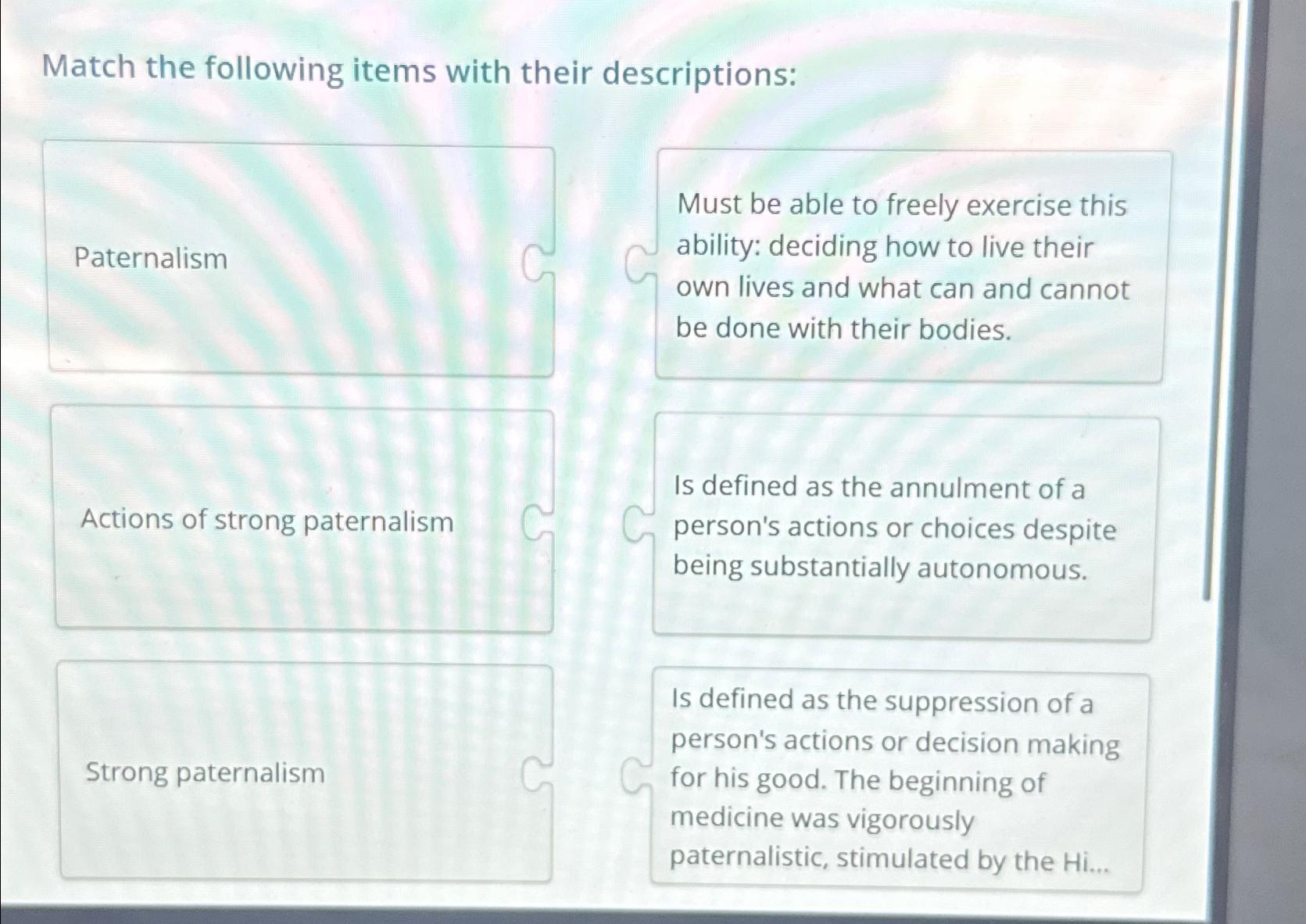 Solved Match the following items with their | Chegg.com