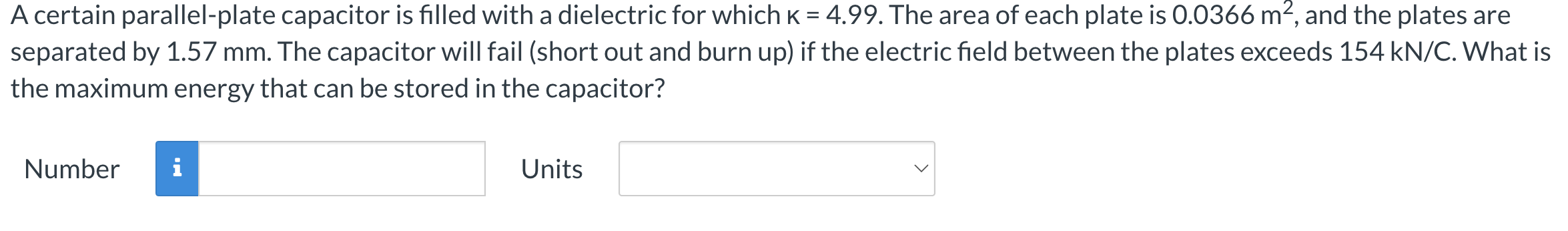 Solved A certain parallel-plate capacitor is filled with a | Chegg.com