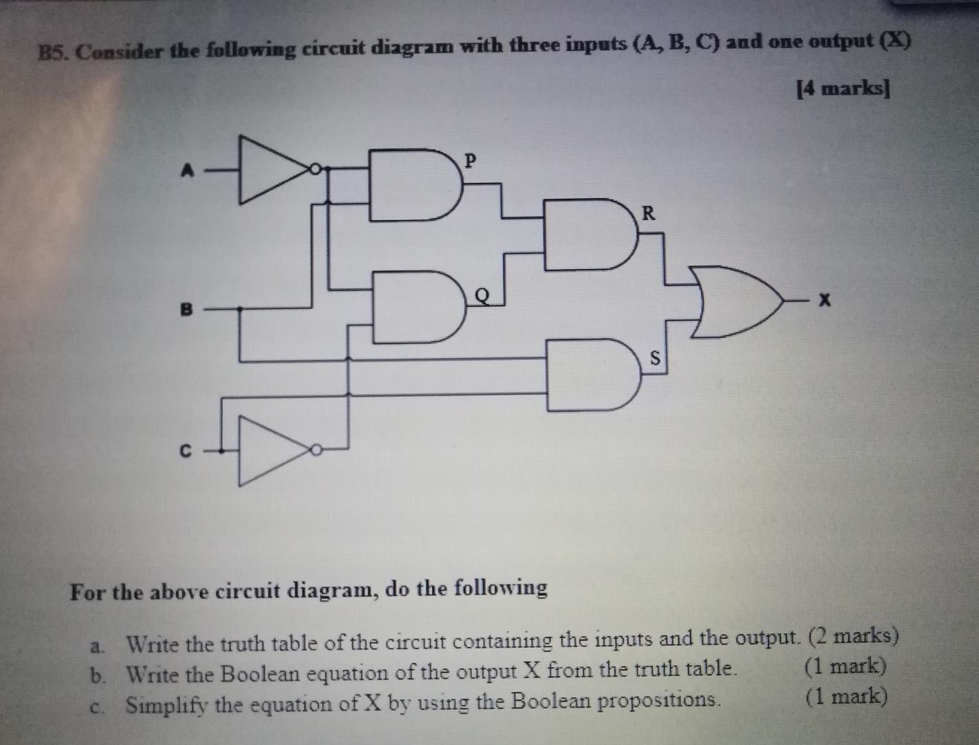 Solved B5. Consider the following circuit diagram with three | Chegg.com