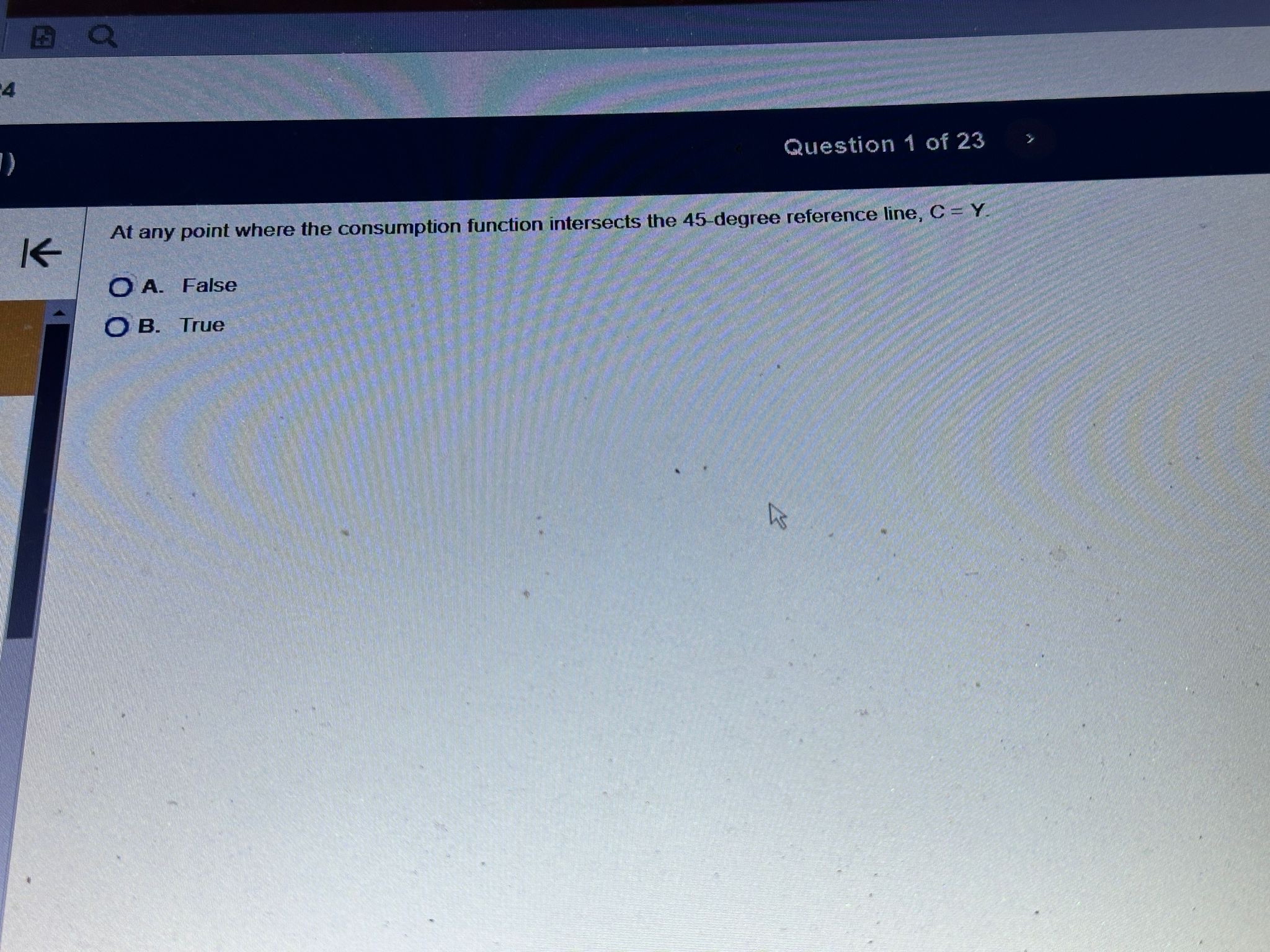Solved Question 1 ﻿of 23At any point where the consumption | Chegg.com