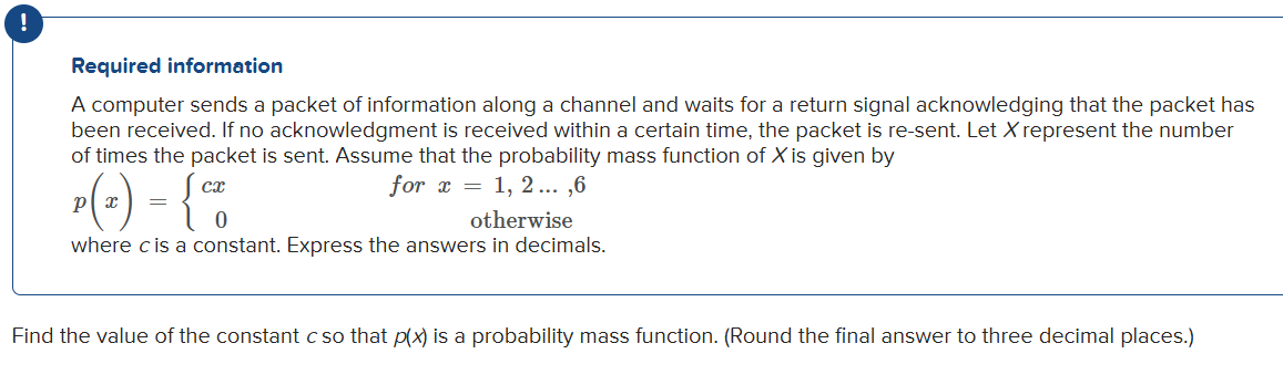 Solved Required informationA computer sends a packet of | Chegg.com