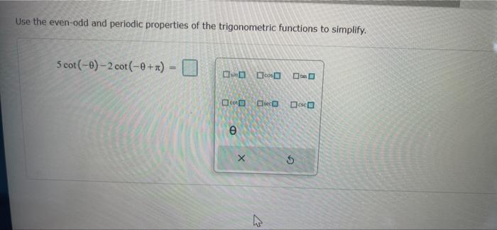 Solved Use the even-odd and periodic properties of the | Chegg.com