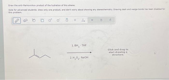 Solved Draw the anti-Markovnikov product of the hydration of | Chegg.com