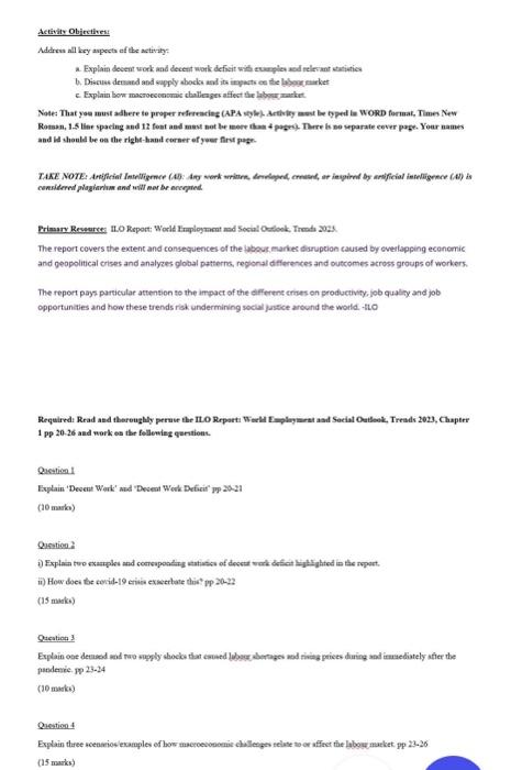 Solved Activaltr Obiretives: Addres all key axpects ef the | Chegg.com