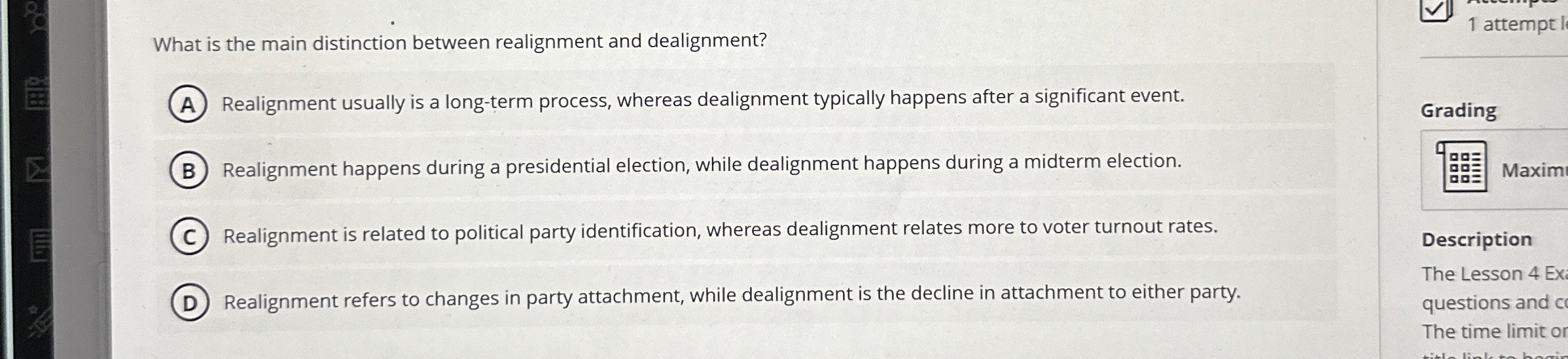 Solved What is the main distinction between realignment and | Chegg.com