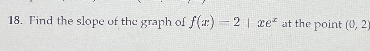 Solved Find the slope of the graph of f(x)=2+xex ﻿at the | Chegg.com