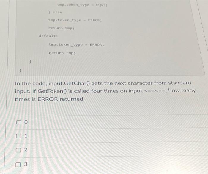 Solved nsider the following code: oken Lexical Analyzer:t | Chegg.com