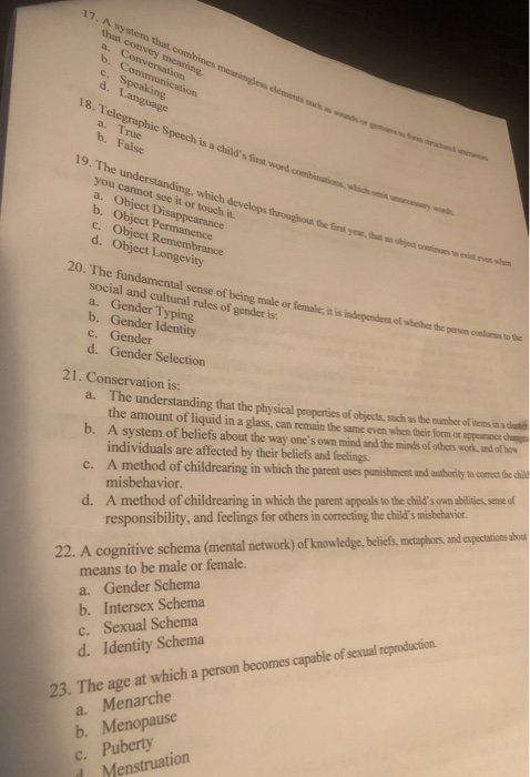 Solved 17. A system that comes toves that convey meaning . | Chegg.com