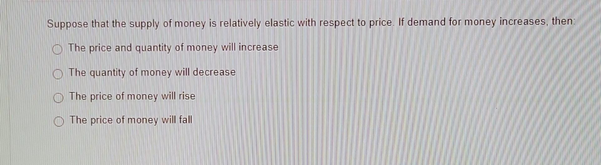 Solved Suppose that the supply of money is relatively | Chegg.com