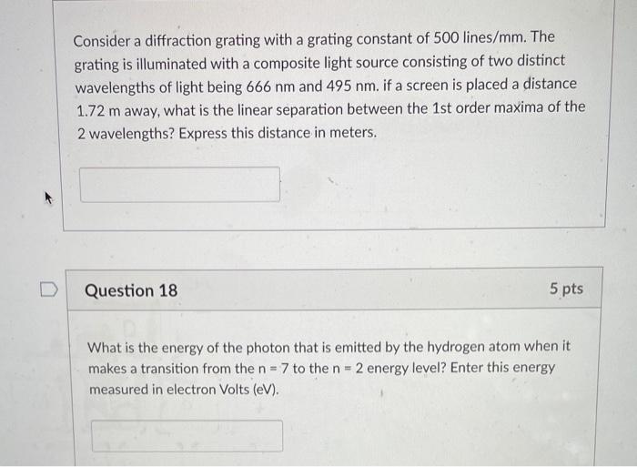 Solved Consider a diffraction grating with a grating | Chegg.com