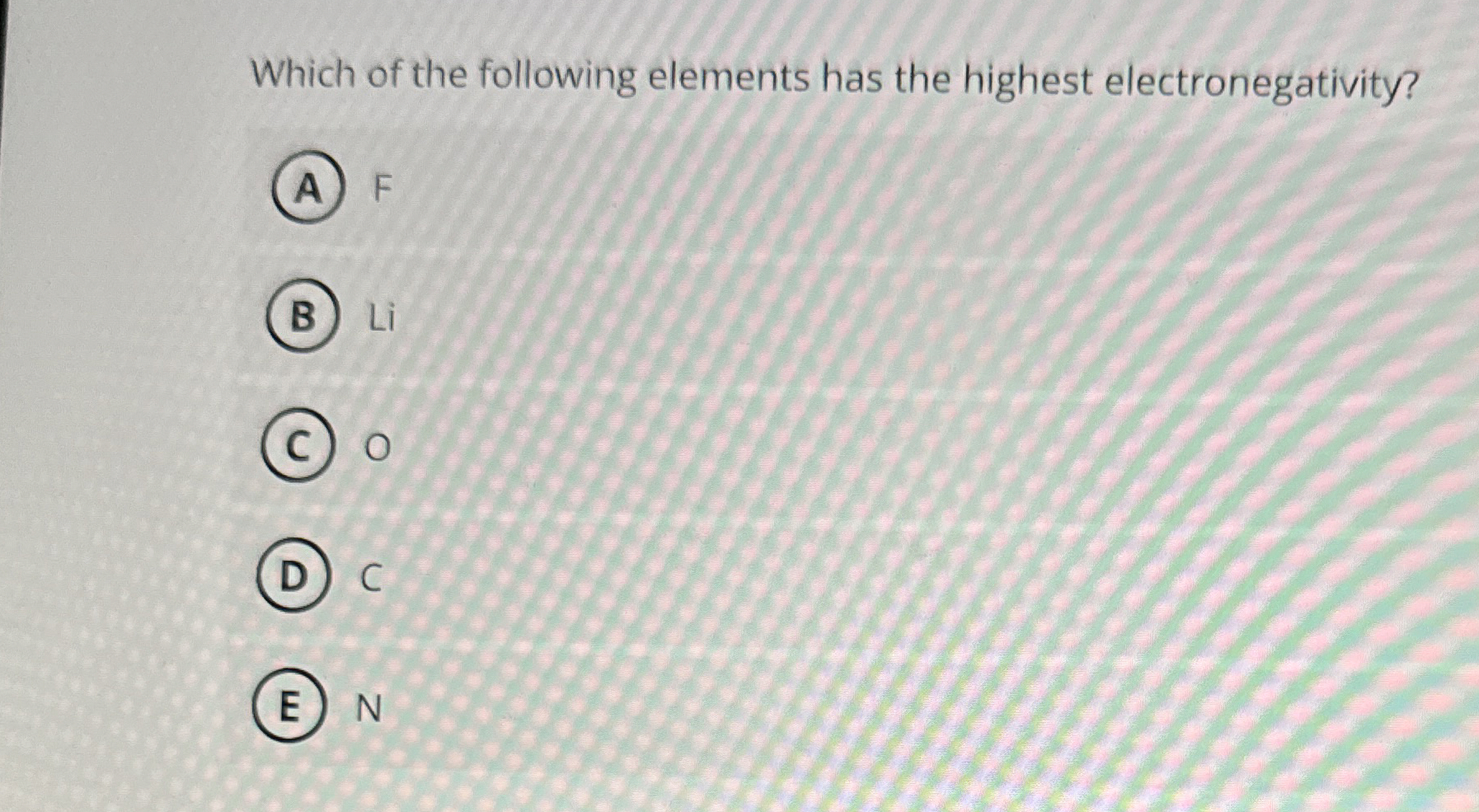 Solved Which of the following elements has the highest | Chegg.com