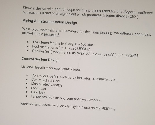Show a design with control loops for this process | Chegg.com